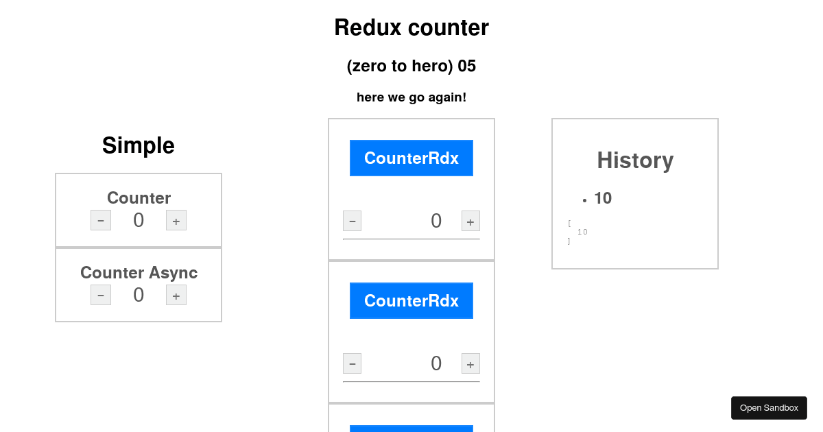 React Redux Counter (zero to hero) 05 (forked) - Codesandbox