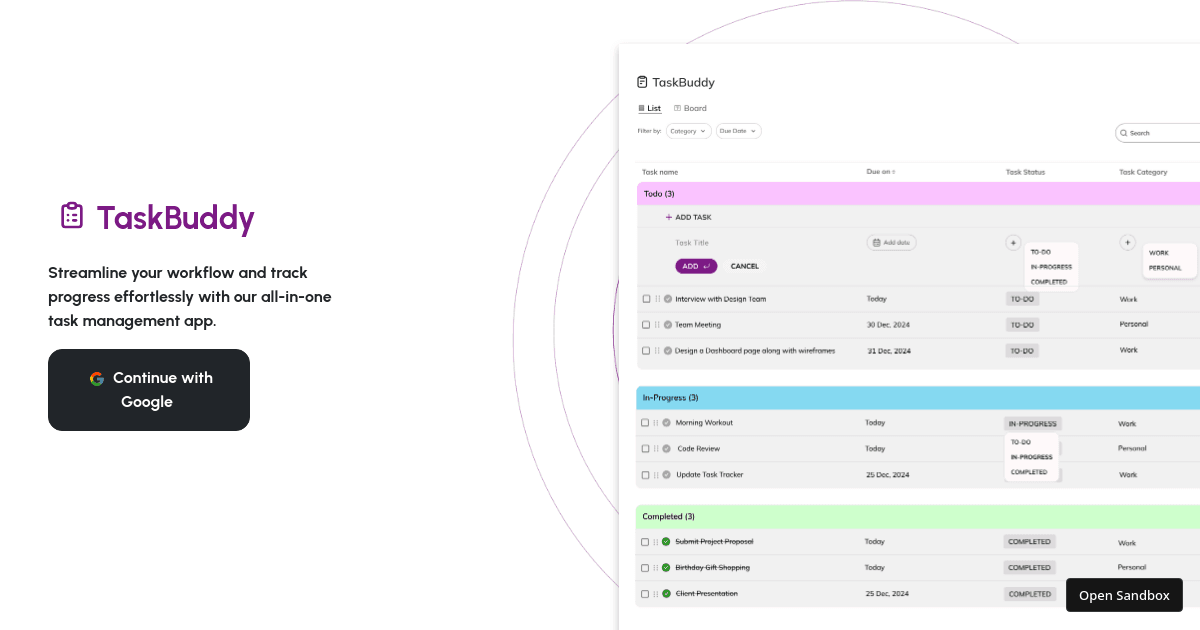 taskbuddy - Codesandbox