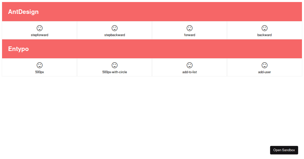 React Icon Mapping - Codesandbox React Icon Mapping - Codesandbox