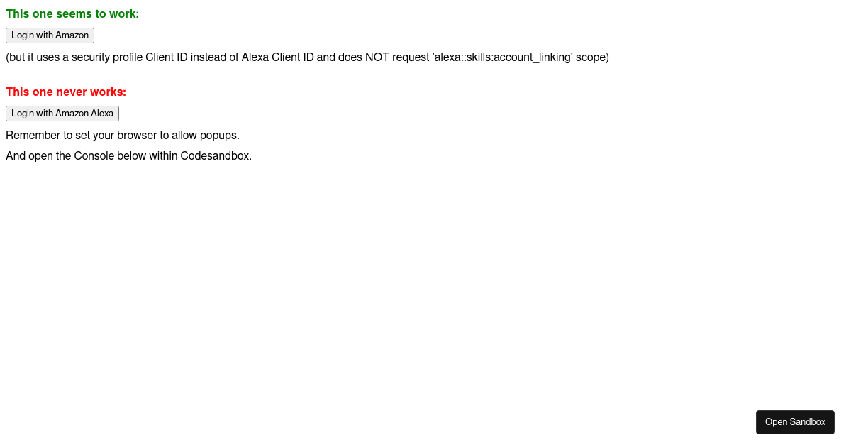 Getting Amazon Oauth 20 Access Token Forked Codesandbox