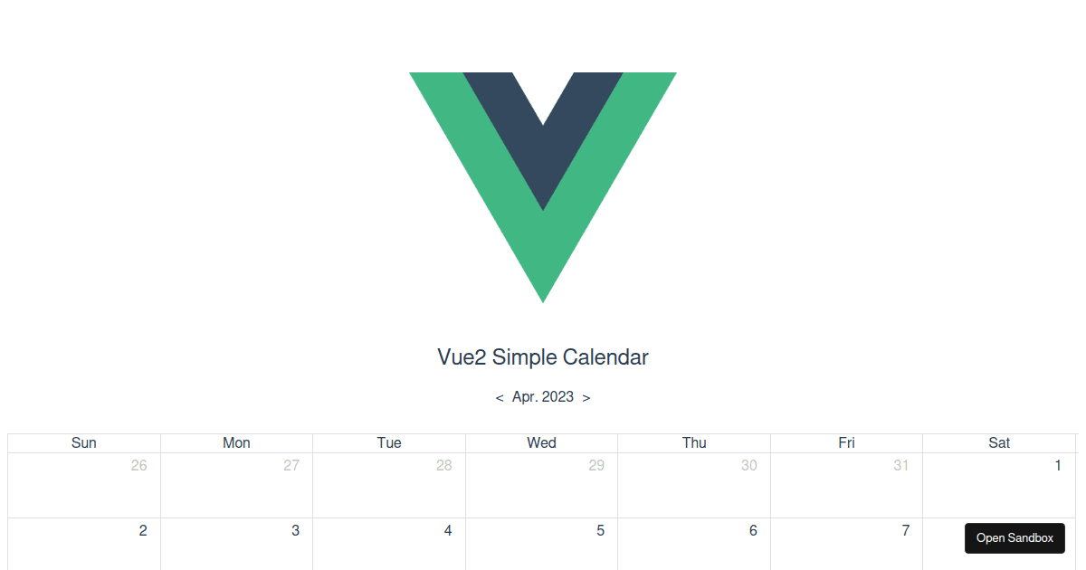 Vue2-Simple-Calendar (forked) - Codesandbox