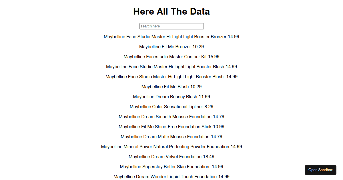 Fetching Data Through Axios Codesandbox 