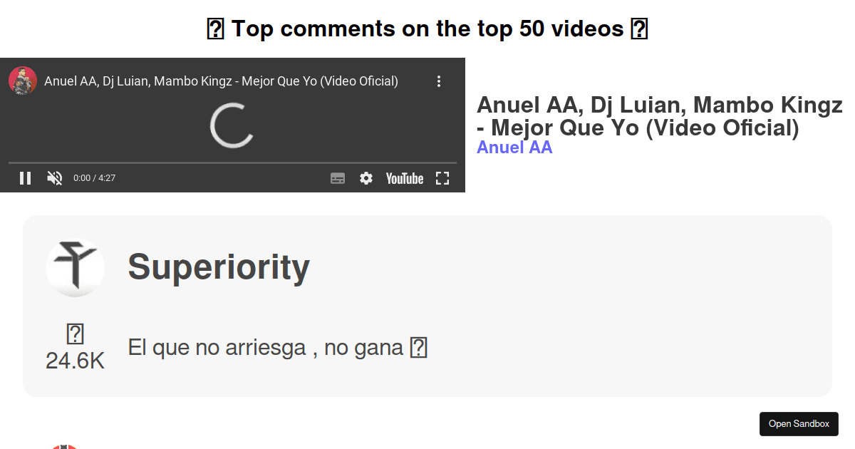 youtube-top-comments - Codesandbox