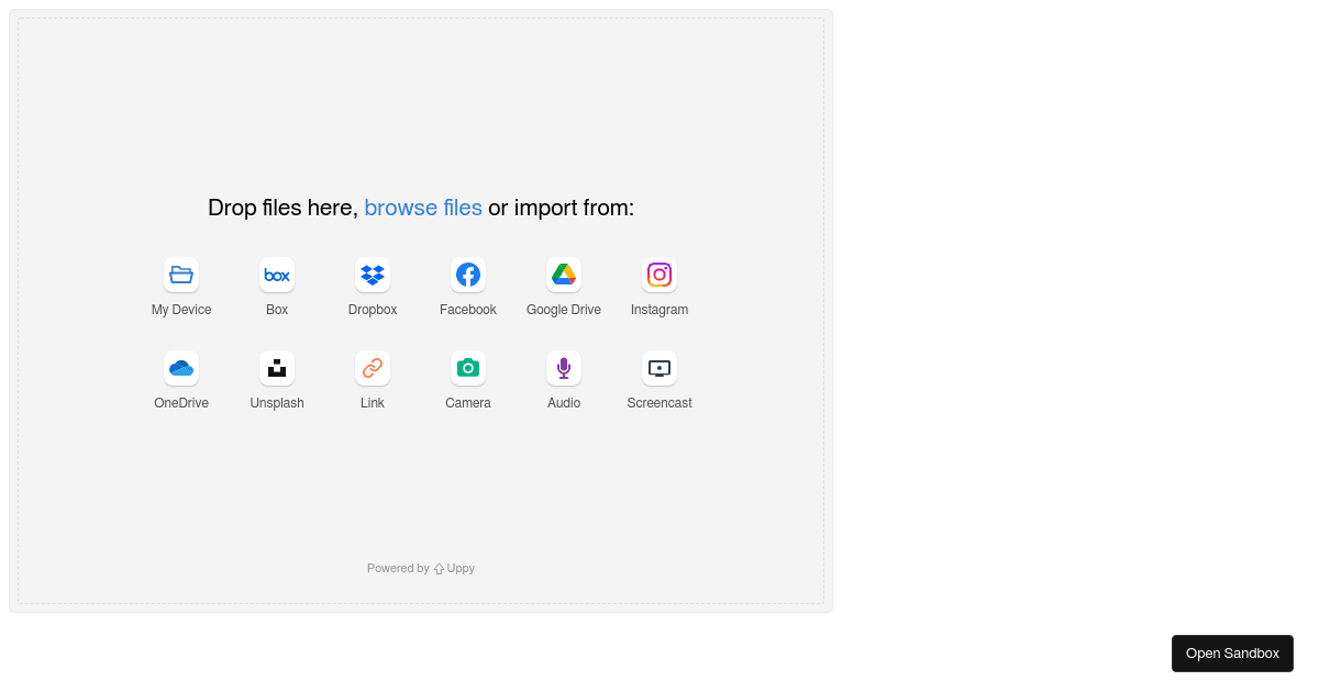 Uppy Dashboard (forked) - Codesandbox