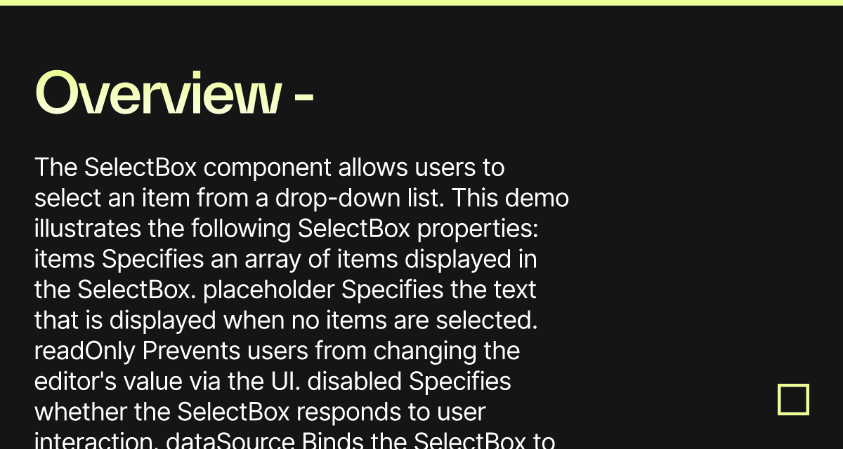 Overview - DevExtreme Select Box - Codesandbox