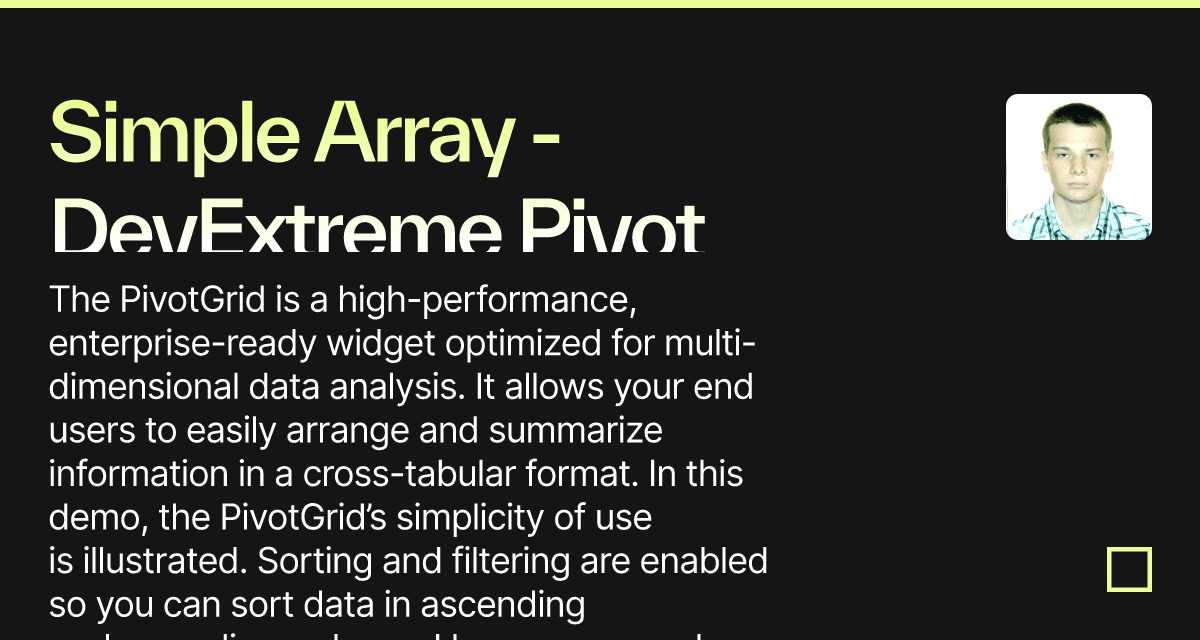 Simple Array - DevExtreme Pivot Grid - Codesandbox