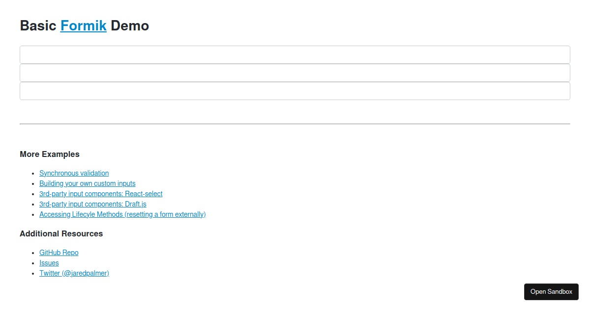 Formik Example - Codesandbox