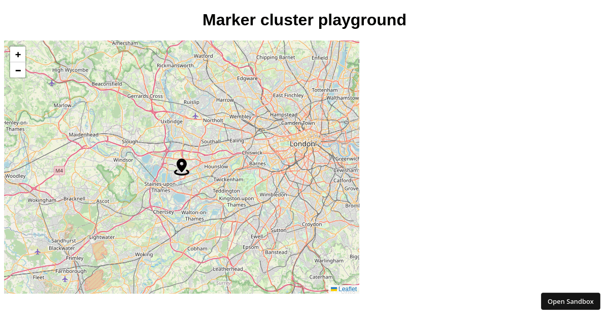 react-leaflet-marker-cluster (forked) - Codesandbox