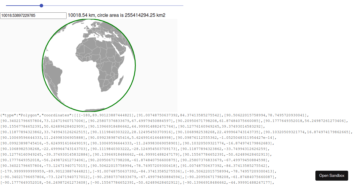 turf circle on globe - Codesandbox