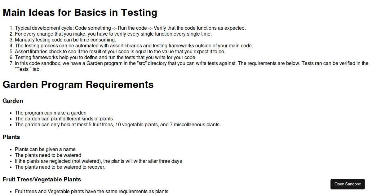 Testing Project Codesandbox
