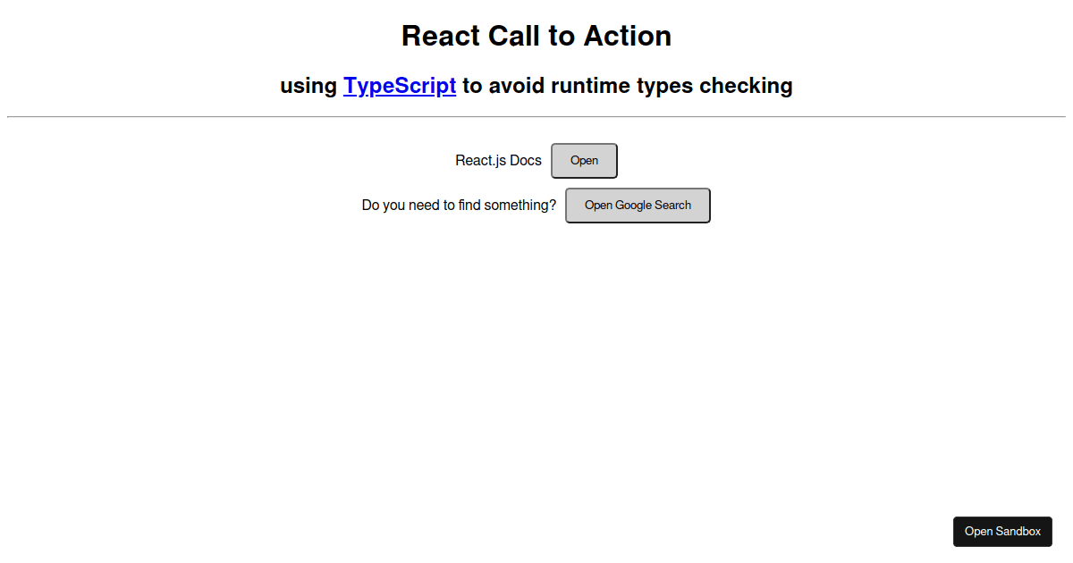 Call To Action React Typescript Codesandbox