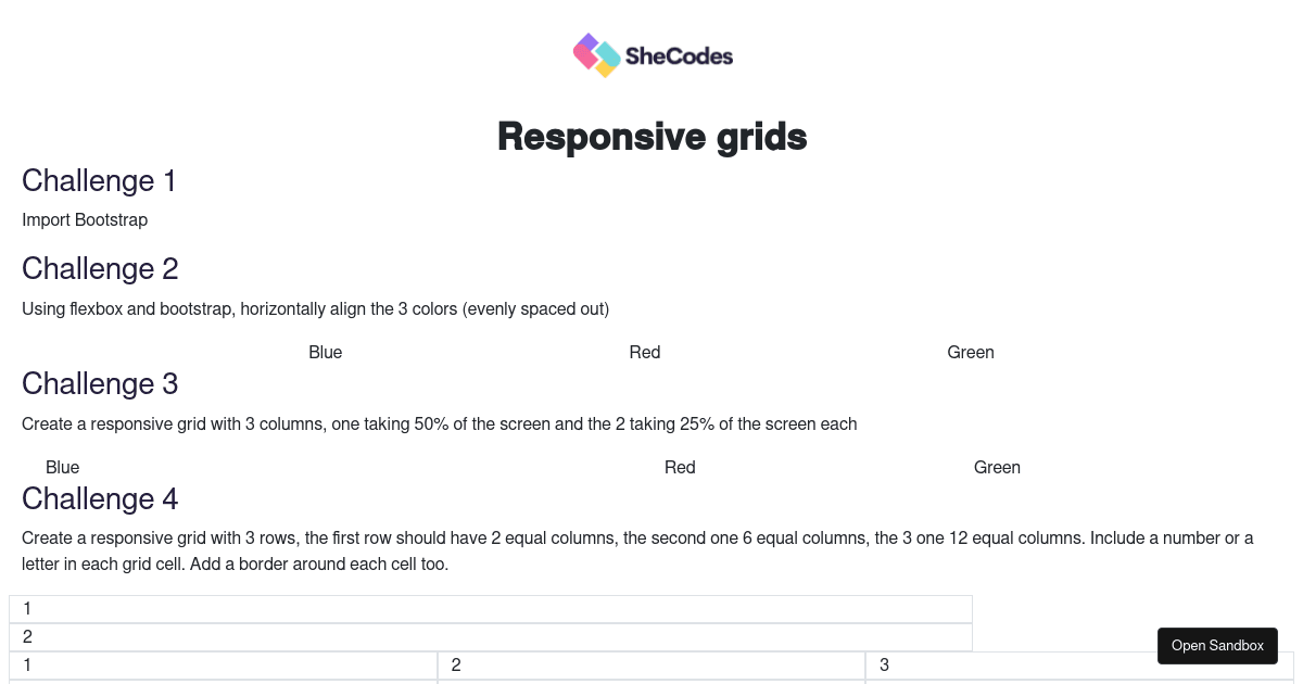 Responsive grids challenge (forked) - Codesandbox