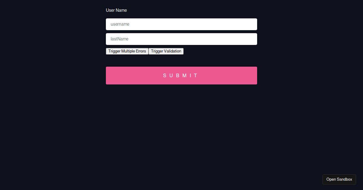 React Hook Form - Set Error / Clear Error - Codesandbox
