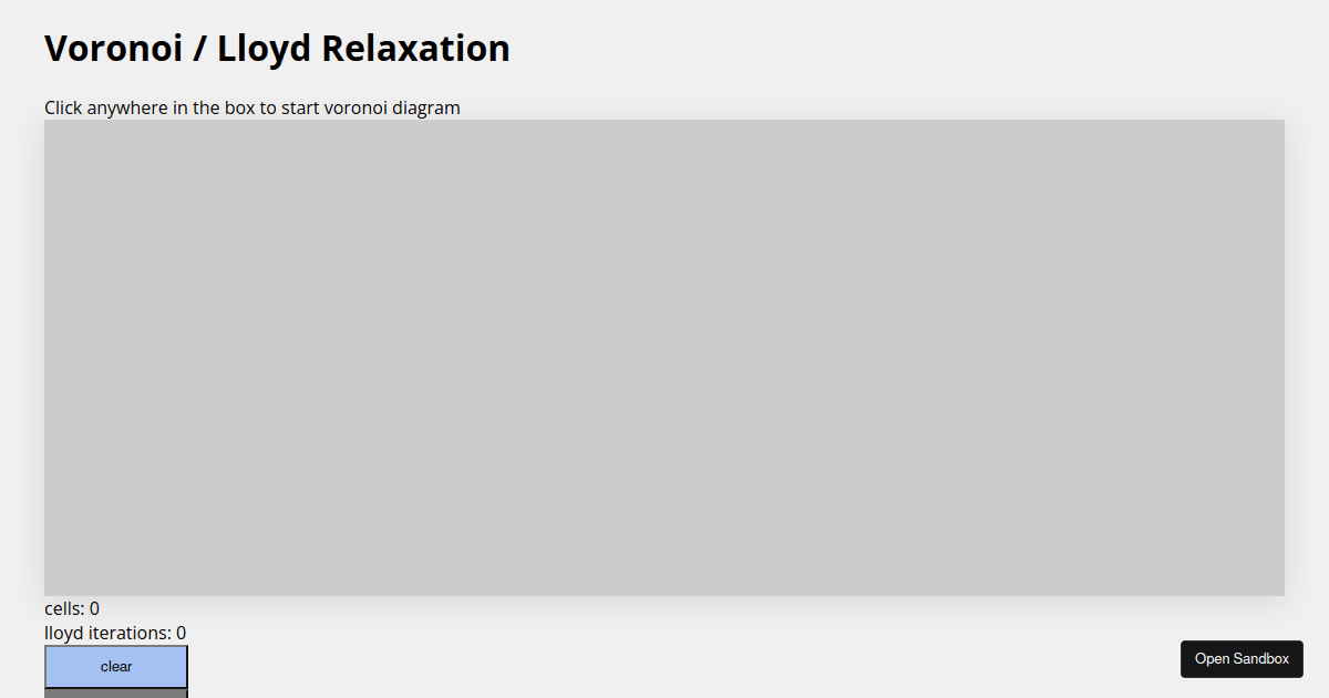 Voronoi / Lloyd Relaxation - Codesandbox