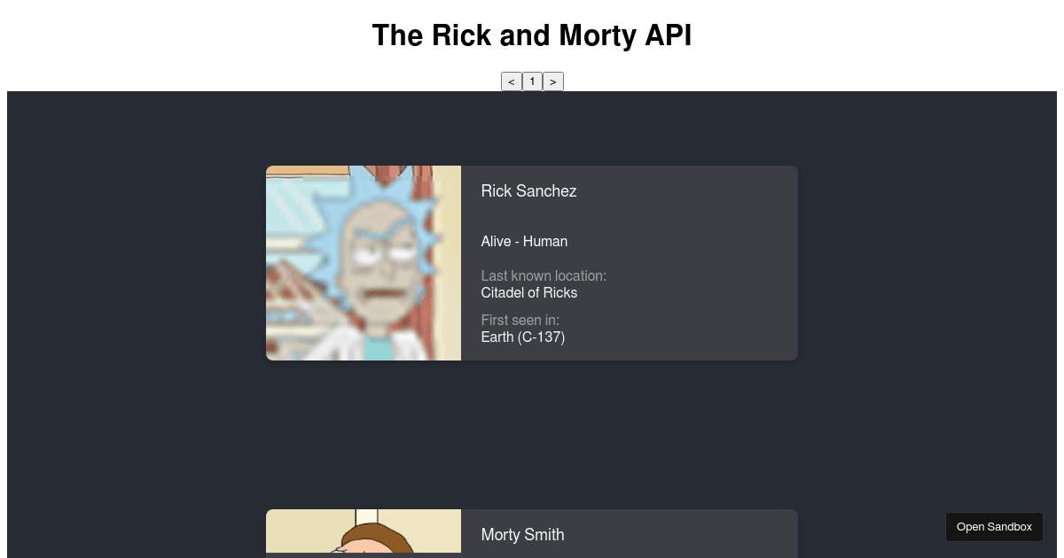 rick-and-morty-app - Codesandbox
