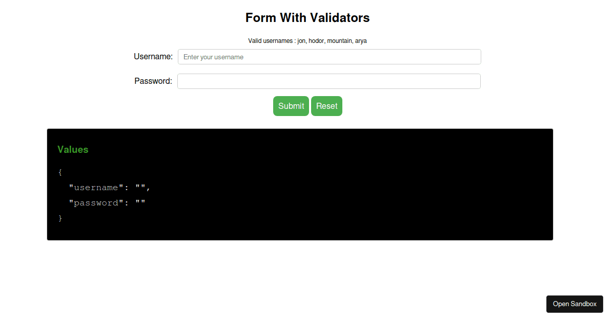 React Reactive Form - Sync & Async Validation - Codesandbox