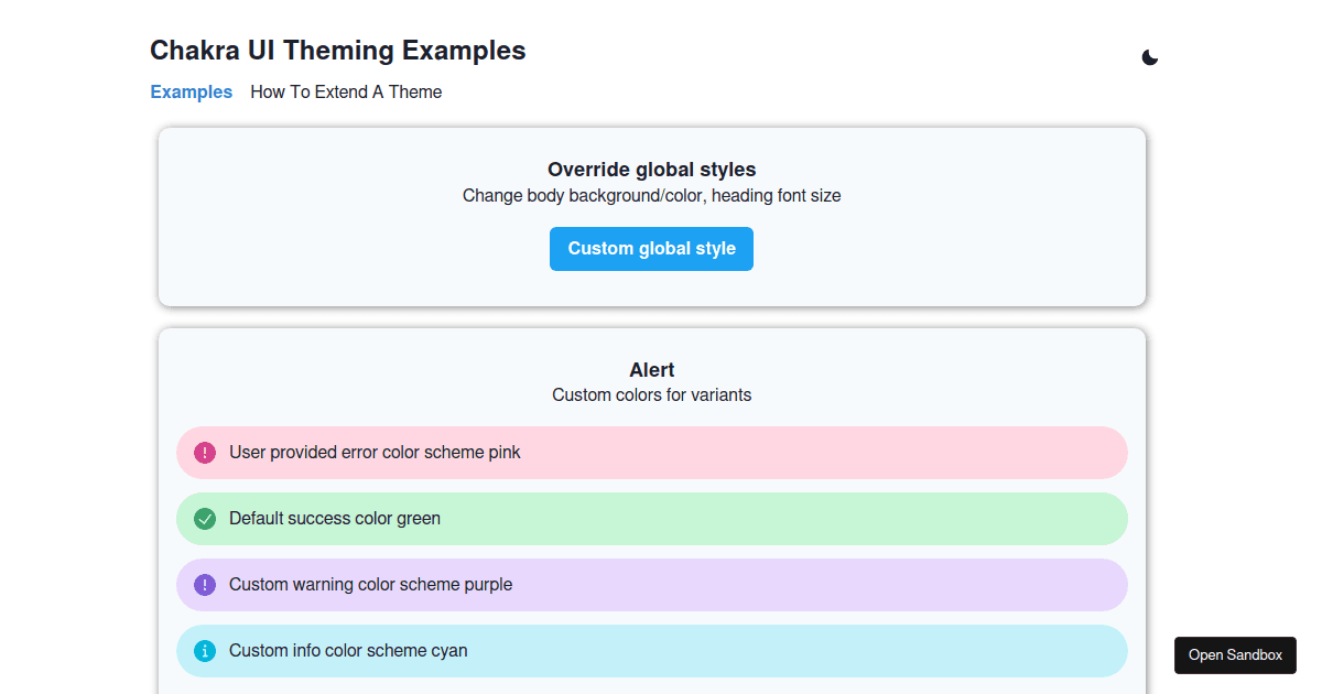 Chakra-UI Theme extension (forked) - Codesandbox