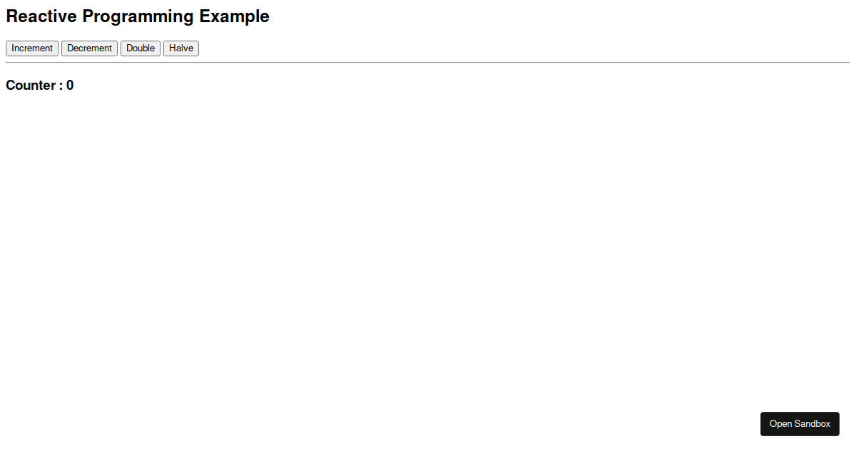 Reactive Example 1 - Codesandbox