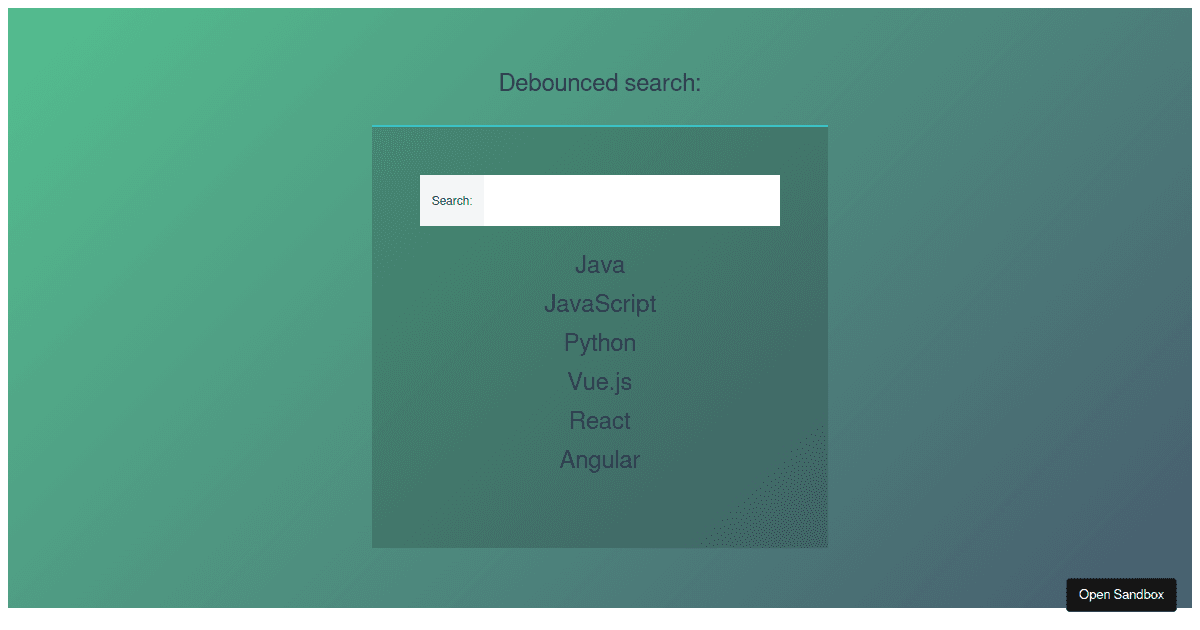Vuejs Interview Challenge 6 Debounced Search Codesandbox