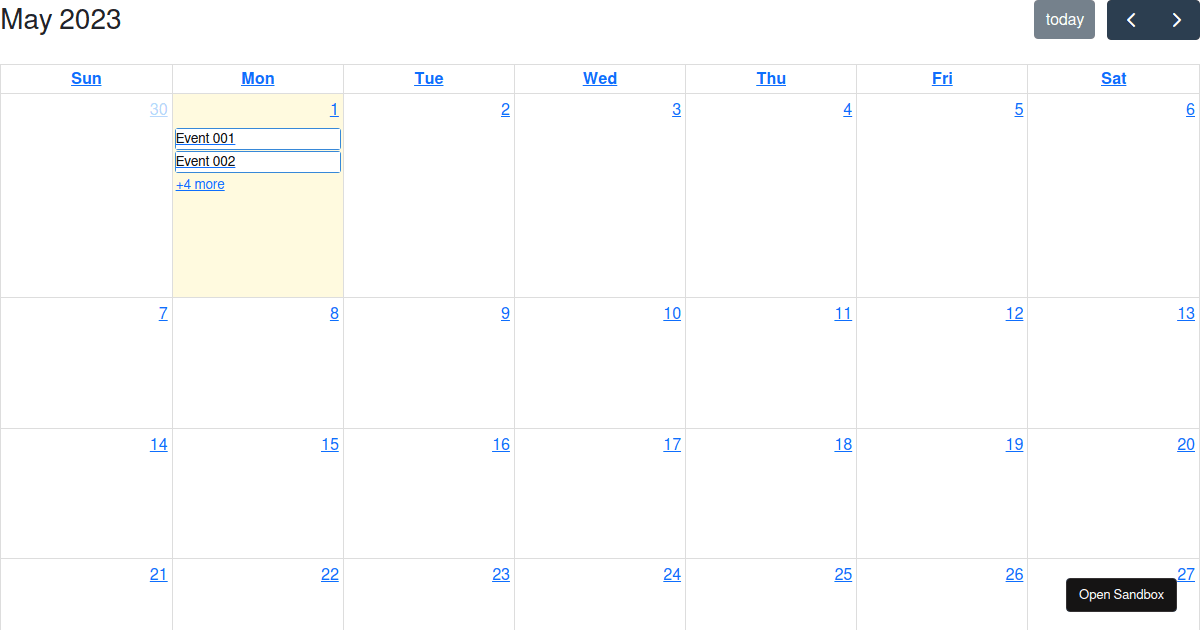 FullCalendar DayGrid with React tooltip - Codesandbox