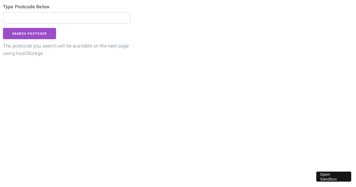 Postcode Lookup: MultiPage Form - Codesandbox