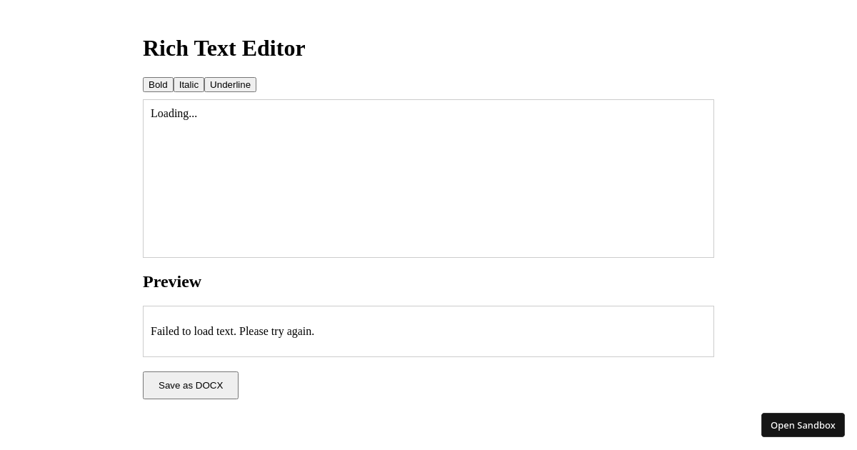 Rich text editor - Codesandbox