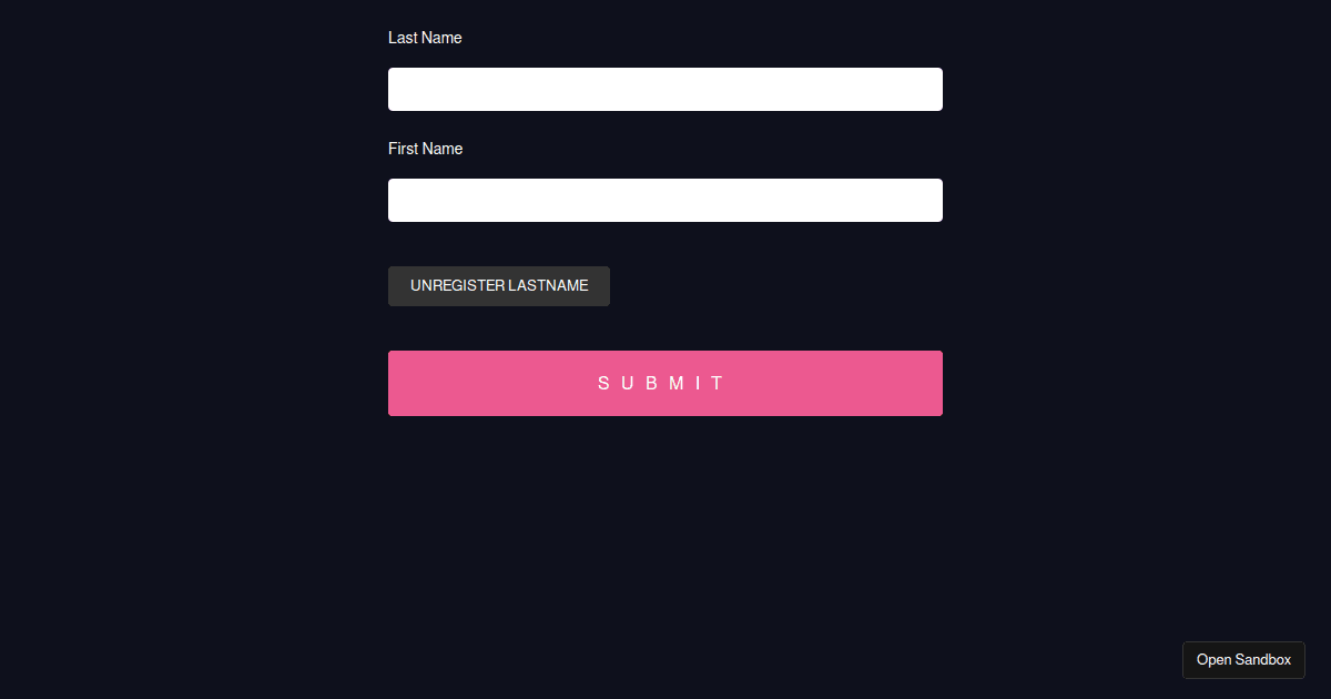 react-hook-form-unregister-v6 (forked) - Codesandbox