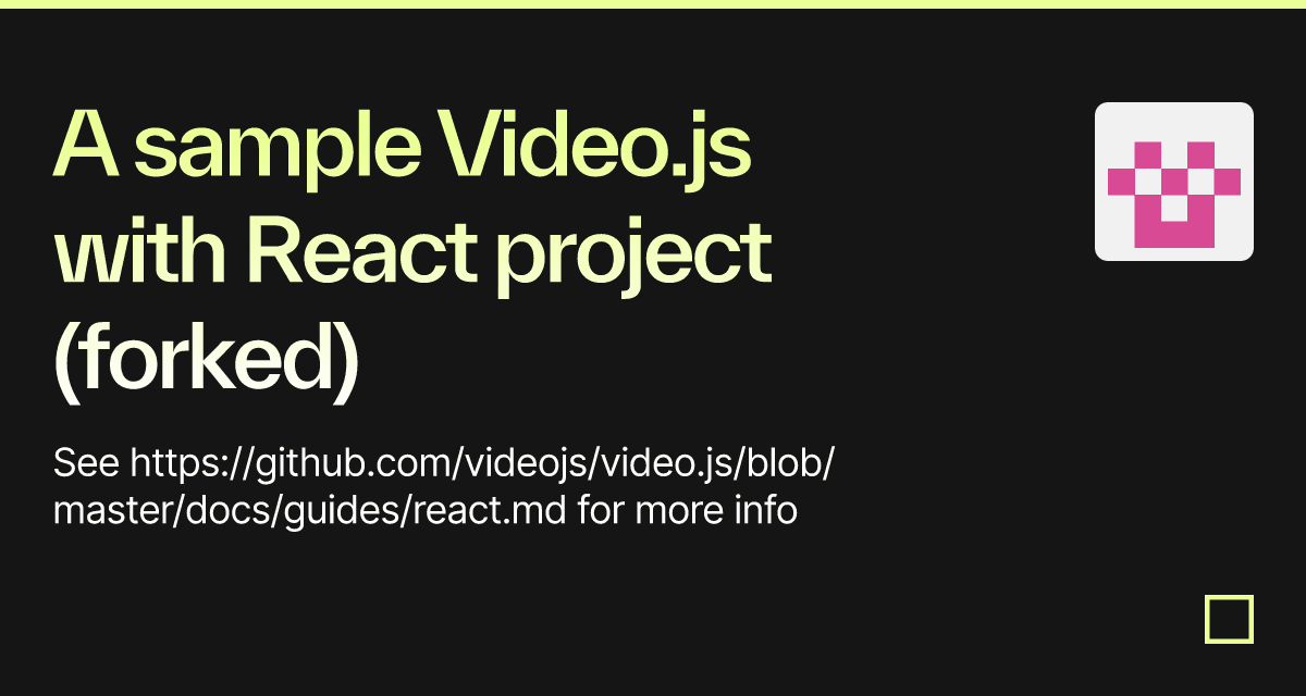 A sample Video.js with React project (forked) - Codesandbox