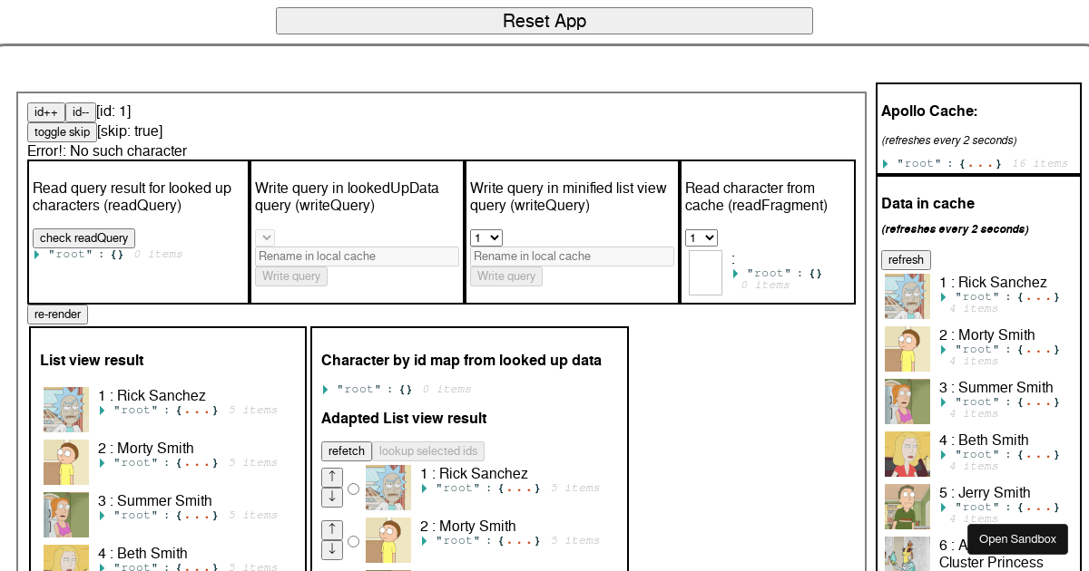 useQuery-refetch-fetchMore-cache-characterstics-convict-ricky-morty-with-list_minified - Codesandbox