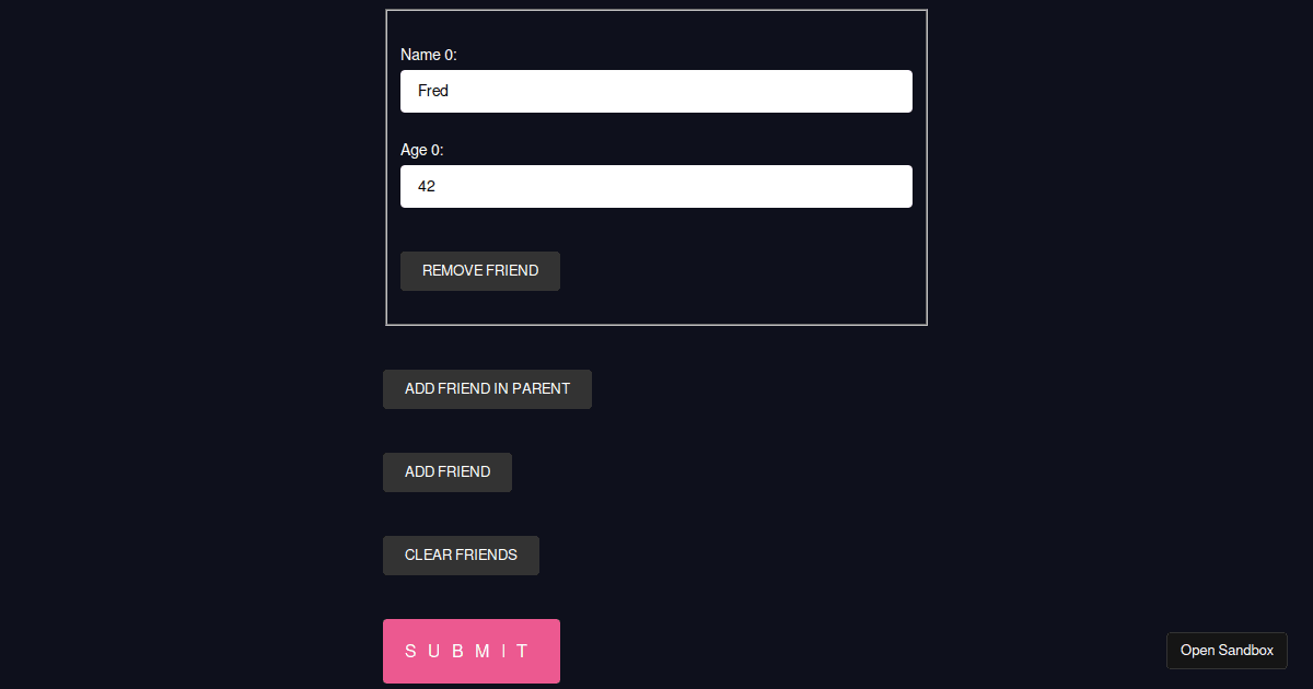 Updating Field Array - Codesandbox