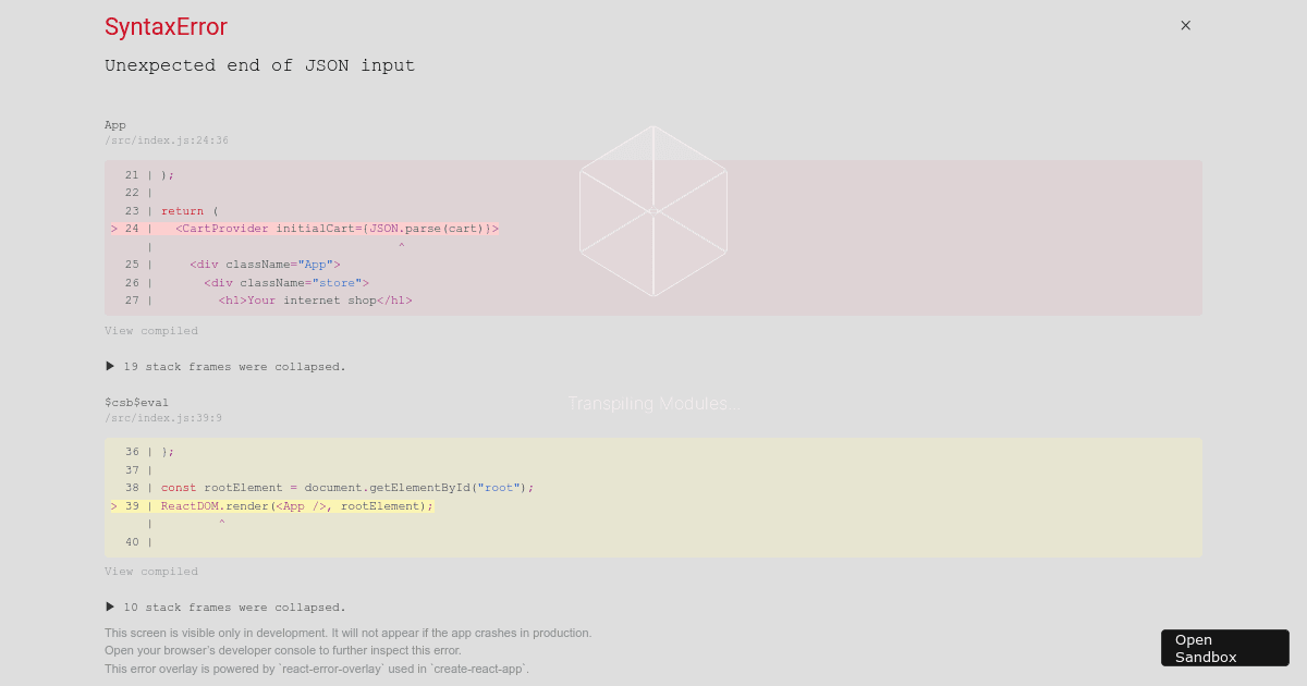 Use Cart Initial Cart With Local Storage Example Forked Codesandbox