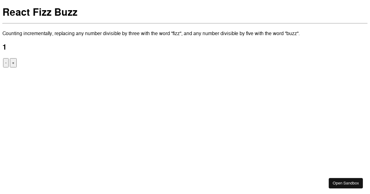 React Fizz Buzz - Codesandbox