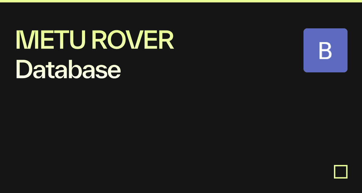 METU ROVER Database - Codesandbox