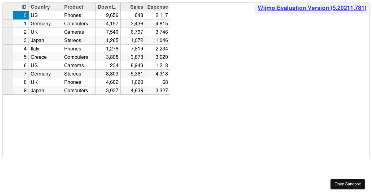 wijmo_sort_clear - Codesandbox