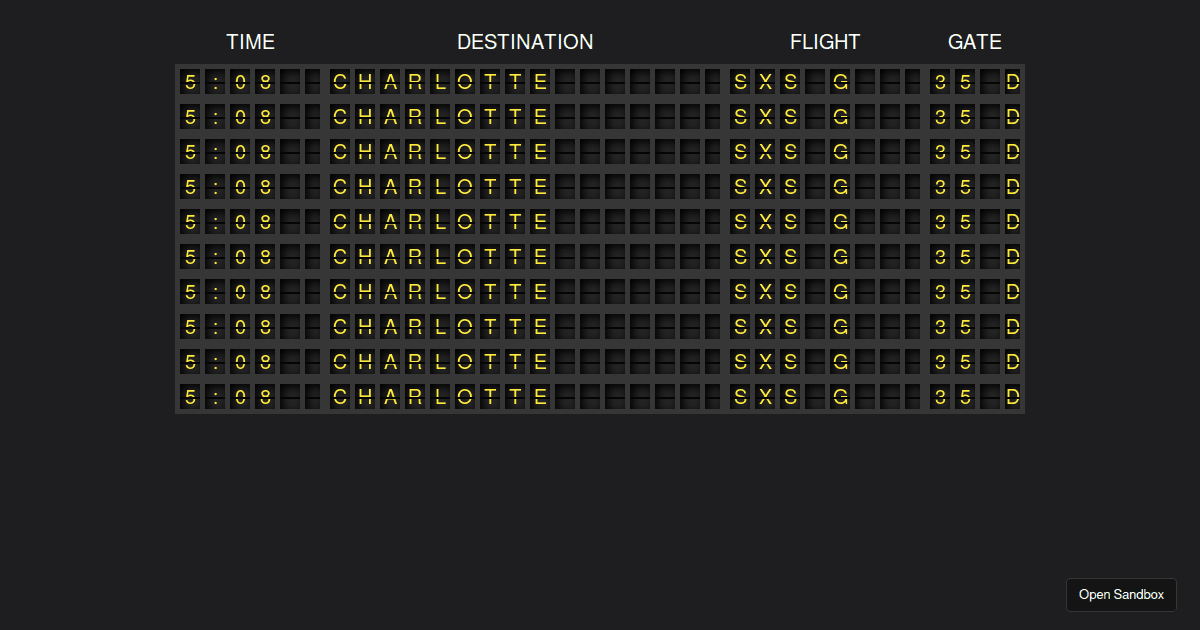 split-flap Departure Board (forked) - Codesandbox