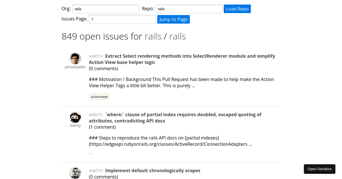 rsk-github-issues-example - Codesandbox