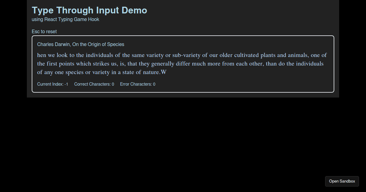 Typing trainer - Codesandbox