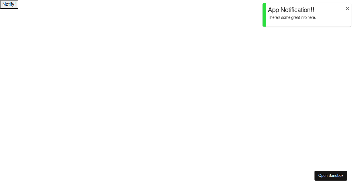 Toasts Sample Codesandbox