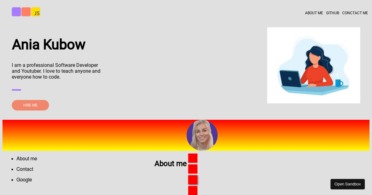 Ania kubow - Codesandbox