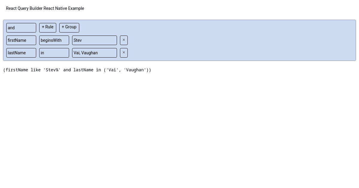 React Query Builder Native Template - Codesandbox