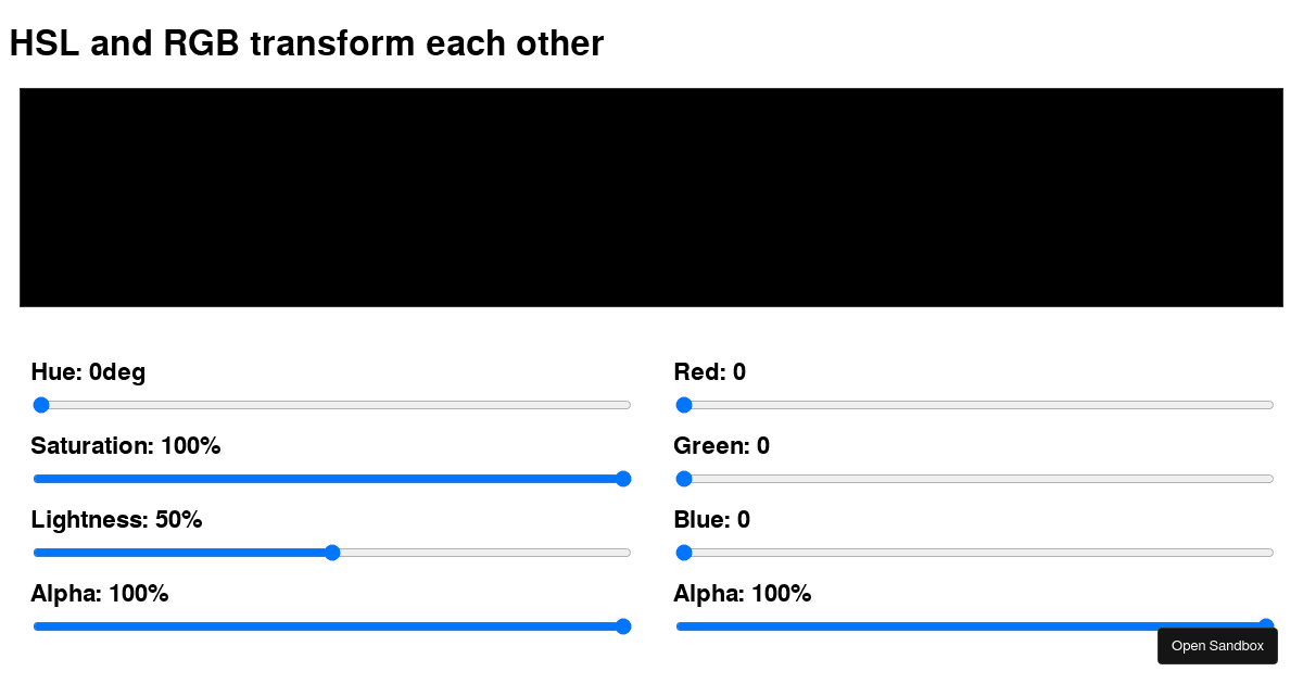 React Color Transform Codesandbox