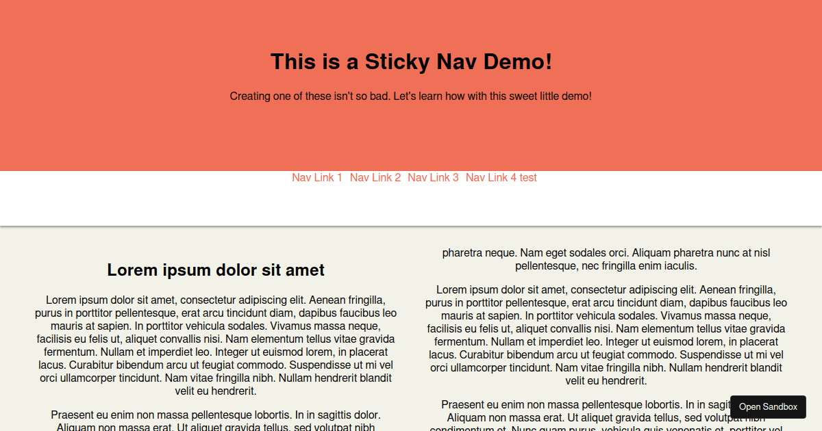 React sticky header on scroll (forked) - Codesandbox