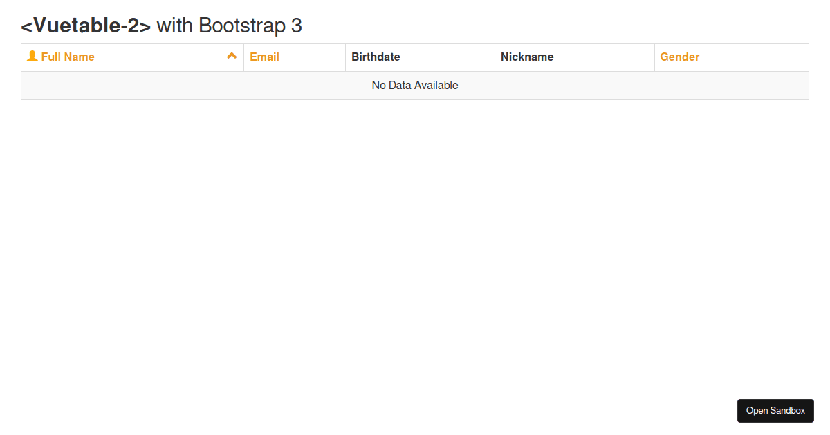 Vuetable-2 (v1.7) : Bootstrap3 + Spinner - Codesandbox