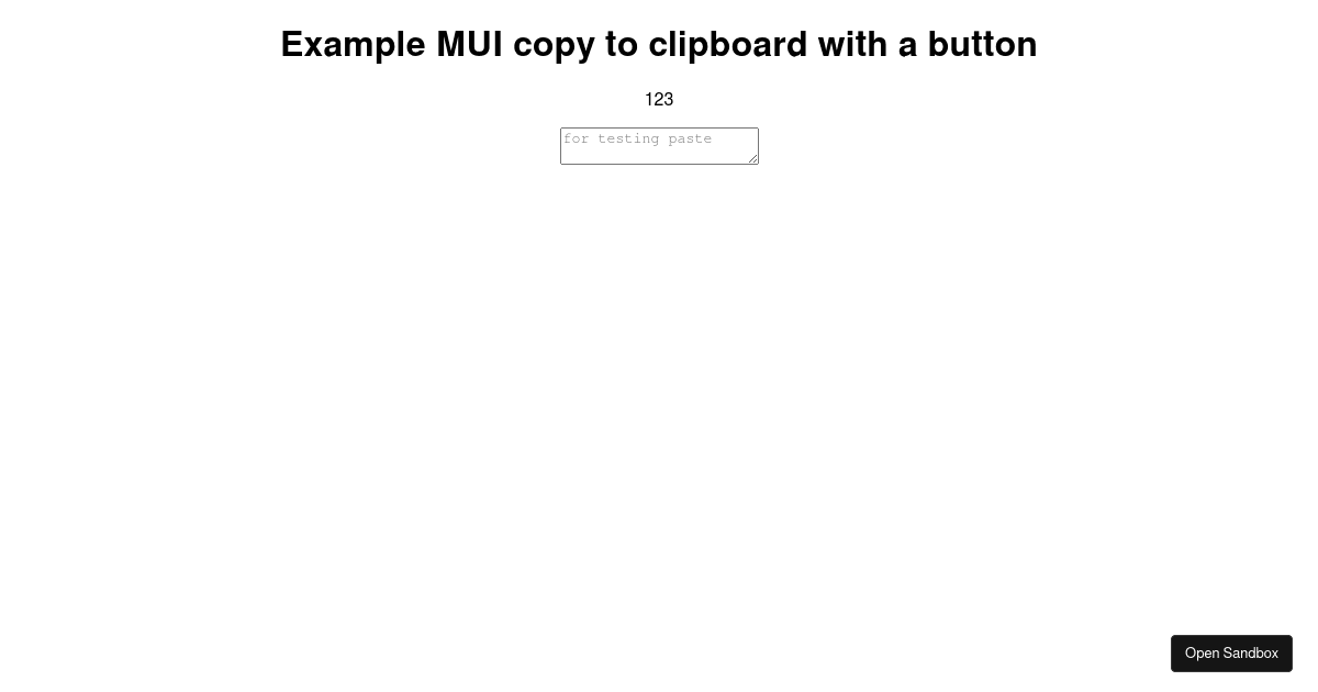 Example CopyToClipboard component using MUI Tooltip (forked) - Codesandbox Example CopyToClipboard component using MUI Tooltip (forked) - Codesandbox