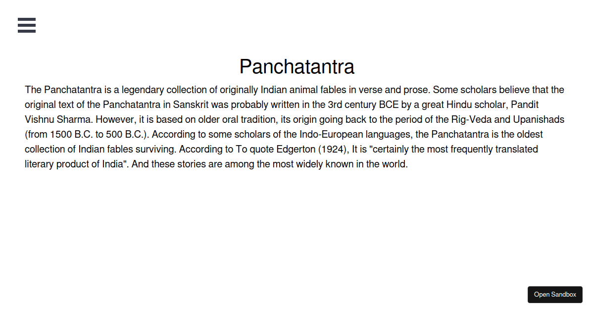 Panchatantra - Codesandbox