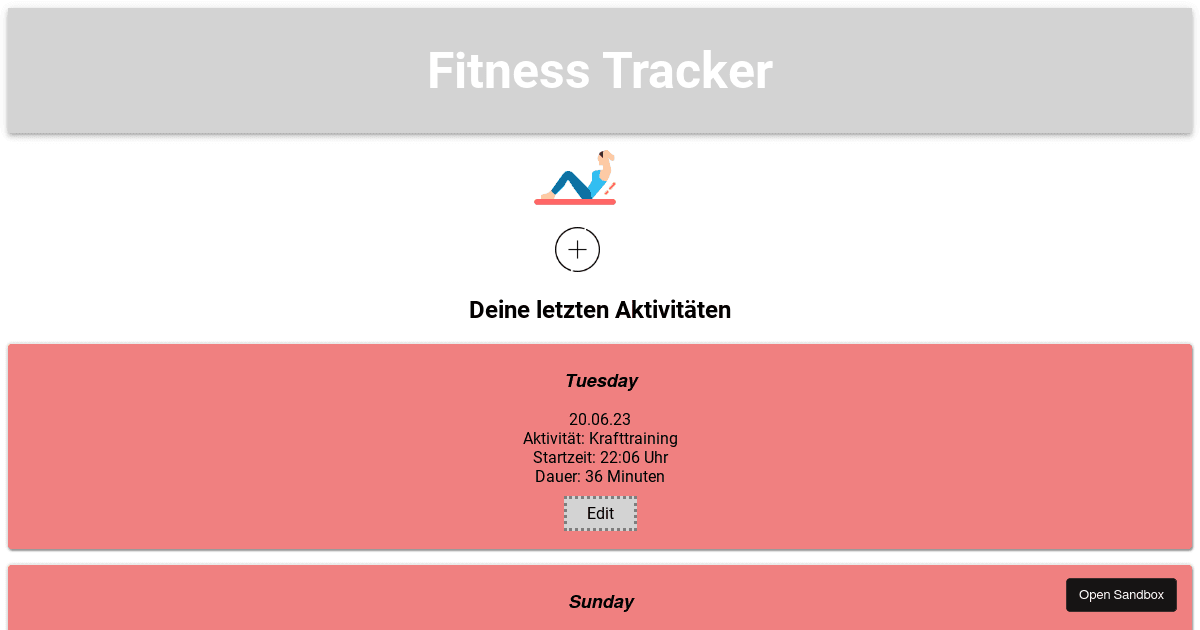 (forked)Fitnesstracker-App: Lisa, Sascha, Lisa - Codesandbox