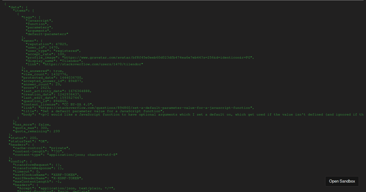 axios-stackexchange - Codesandbox