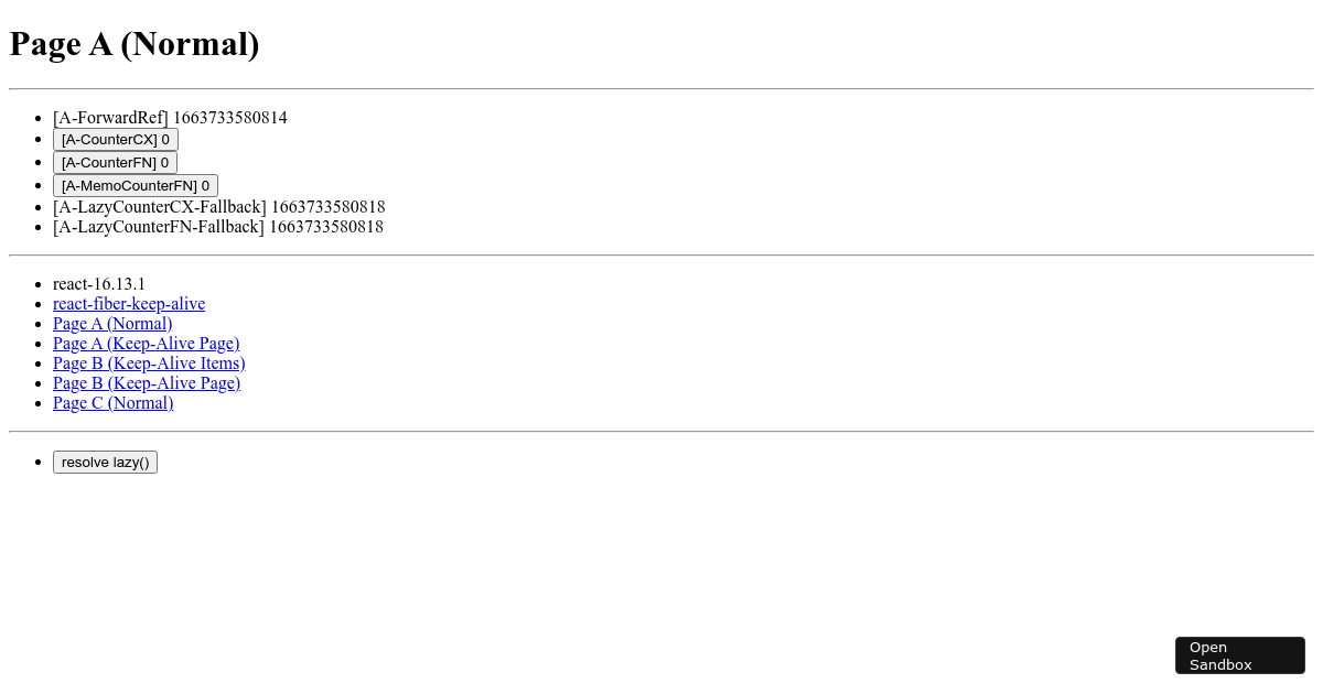 keep-alive react-router example (forked) - Codesandbox