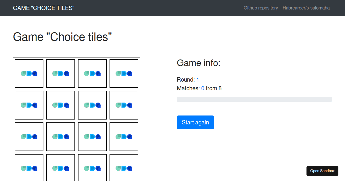 game-choice-tiles-with-redux - Codesandbox