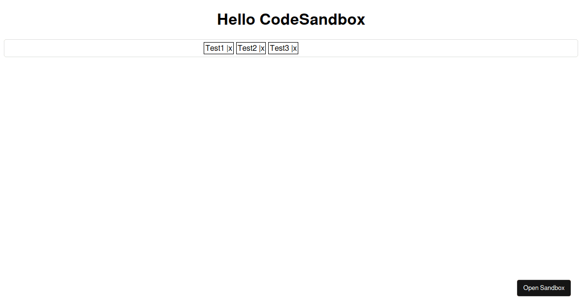 Editable React Tags Input with question component - Codesandbox